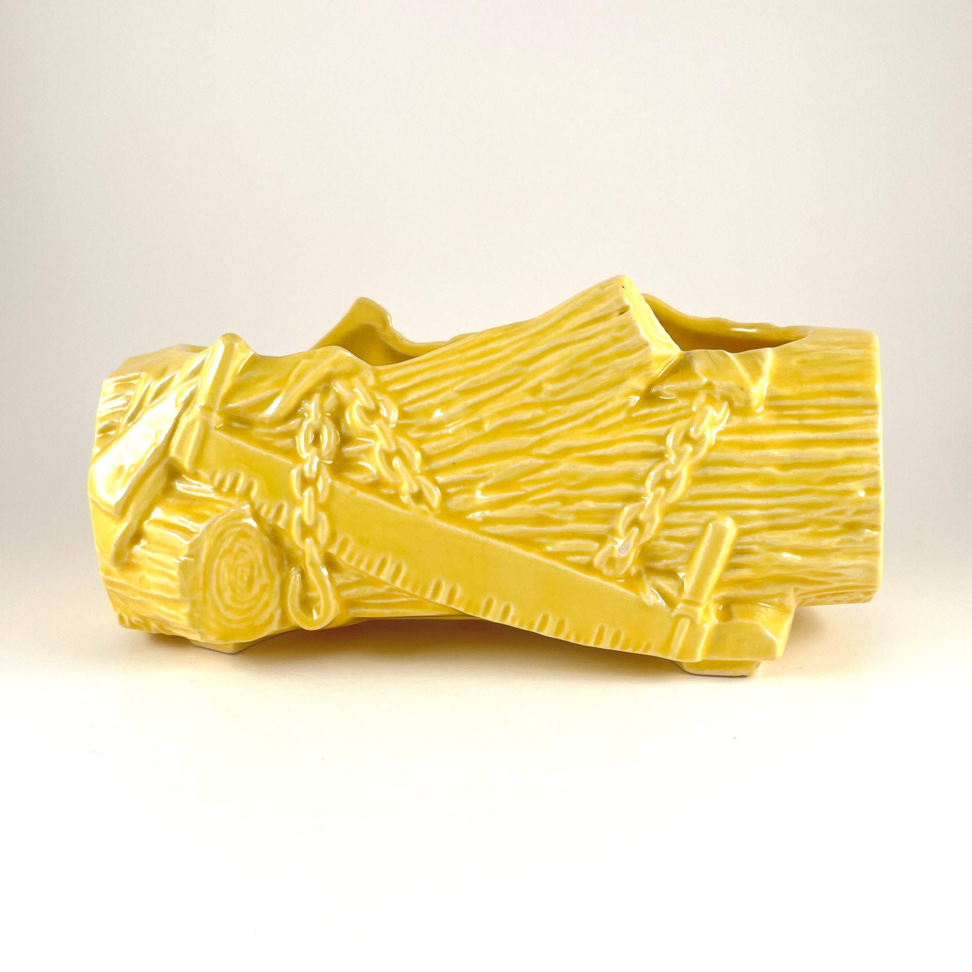 Mccoy Pottery Glossy Yellow Log Planter 631 Log Motif Planting Dish ...