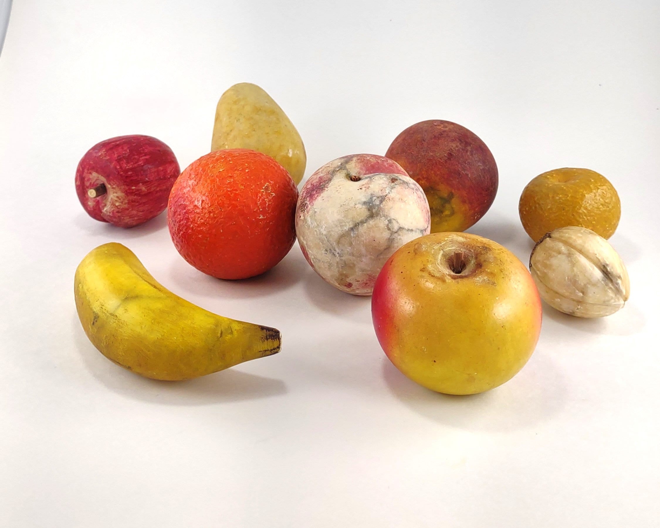 Nine Pieces of Vintage Stone Fruit - Banana, Plum, Apple, Orange, Peach ...