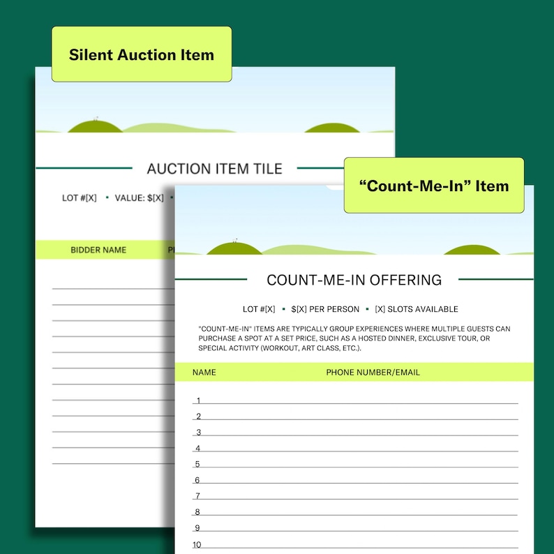 Silent Auction Templates - Etsy