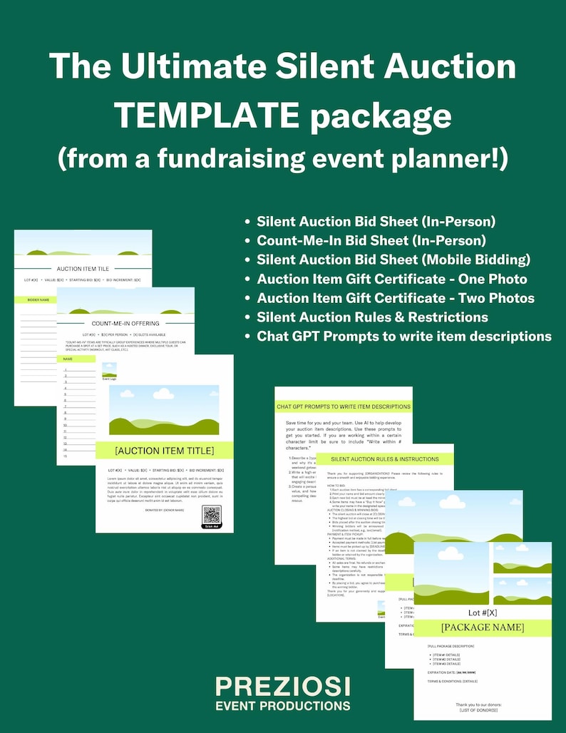 Silent Auction Templates - Etsy