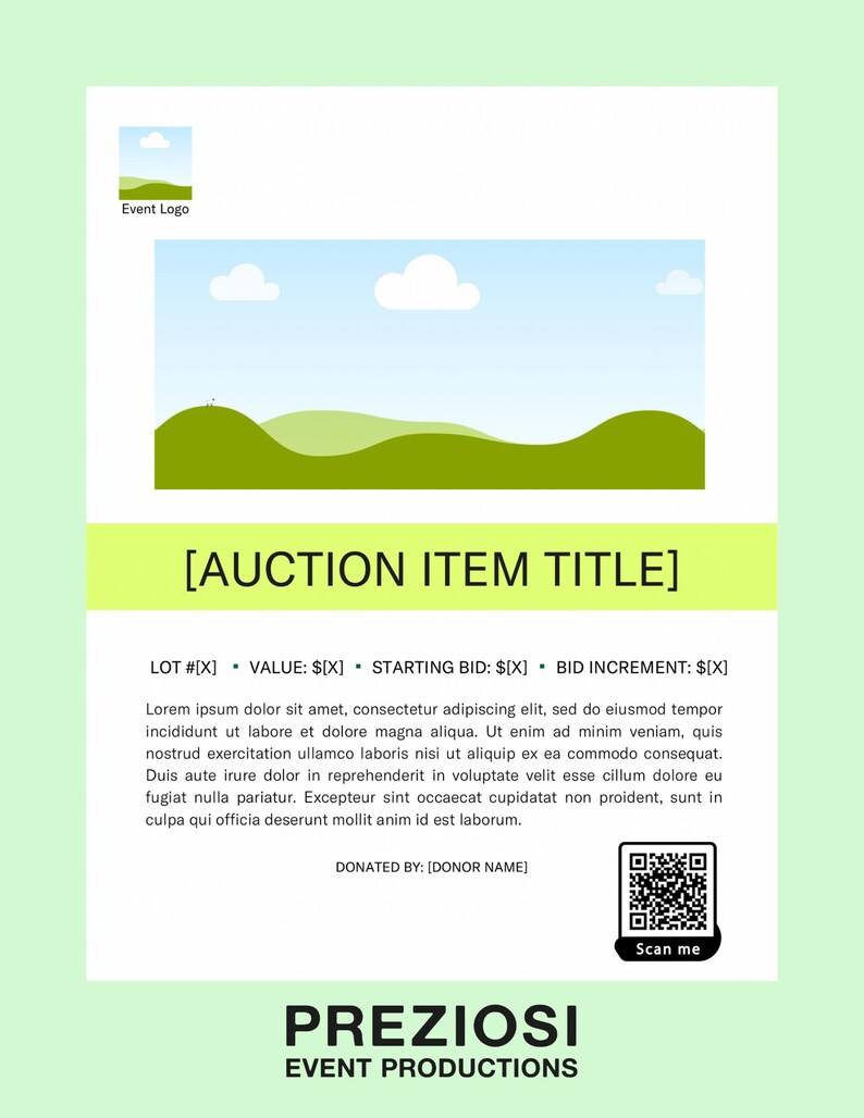 Silent Auction Templates - Etsy