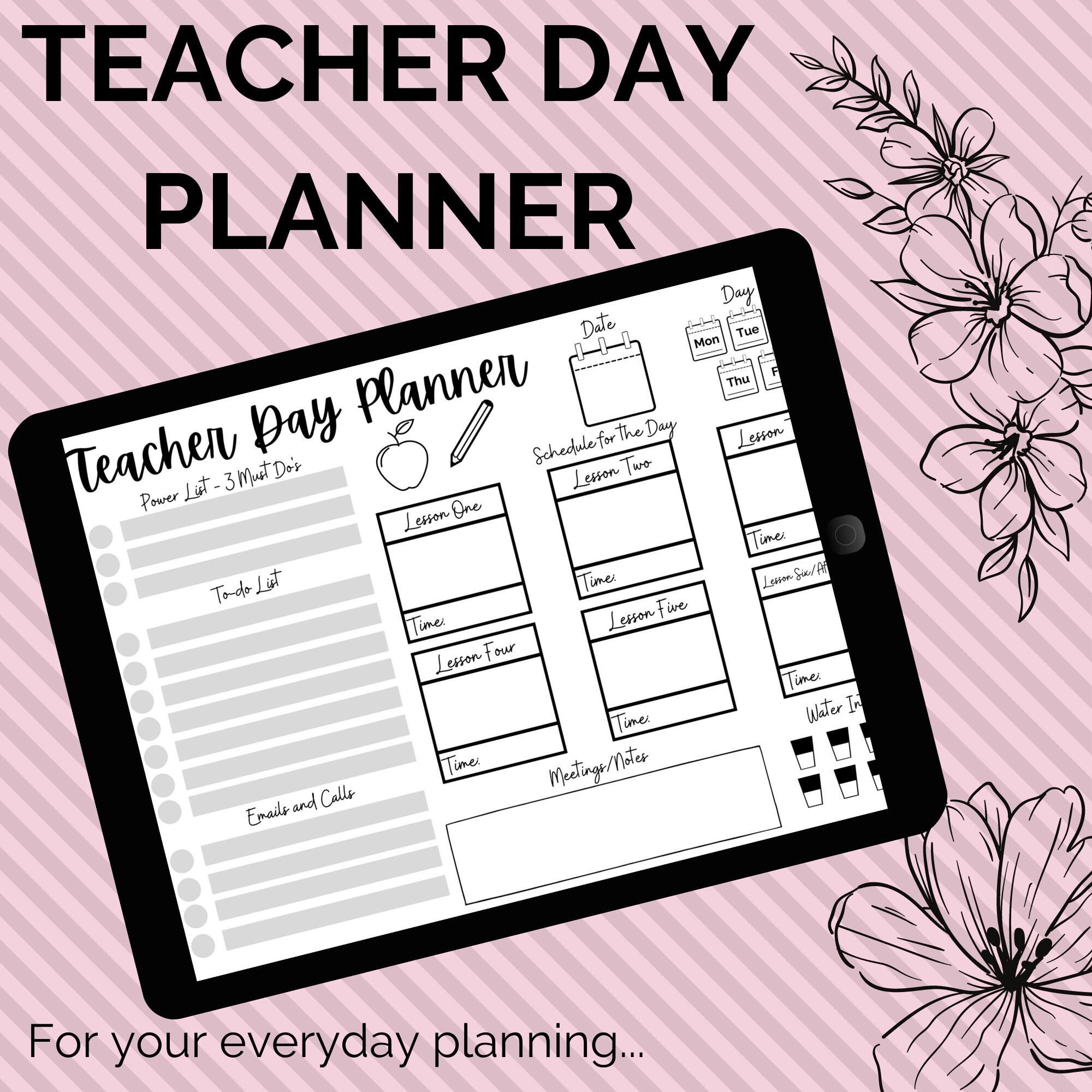 Teacher Day Planner Digital Download PDF Printable | Etsy