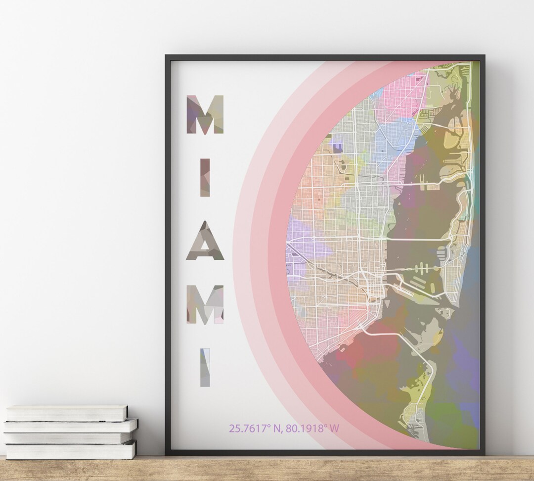 Miami Half Sphere Map Art Digital Tie Dye Limited Edition - Etsy
