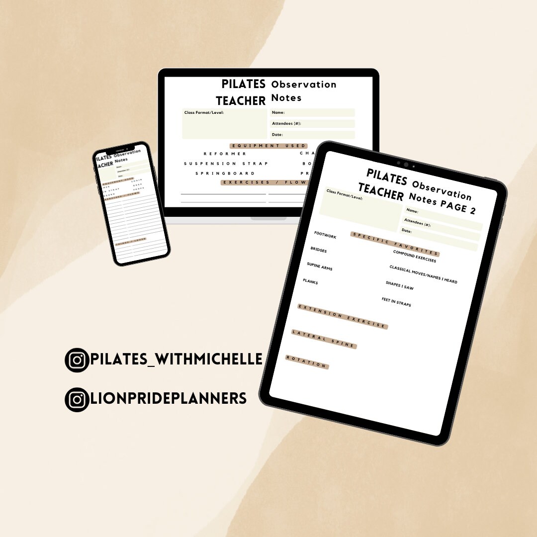 Pilates Teacher Observation Notes Digital Printable - Etsy