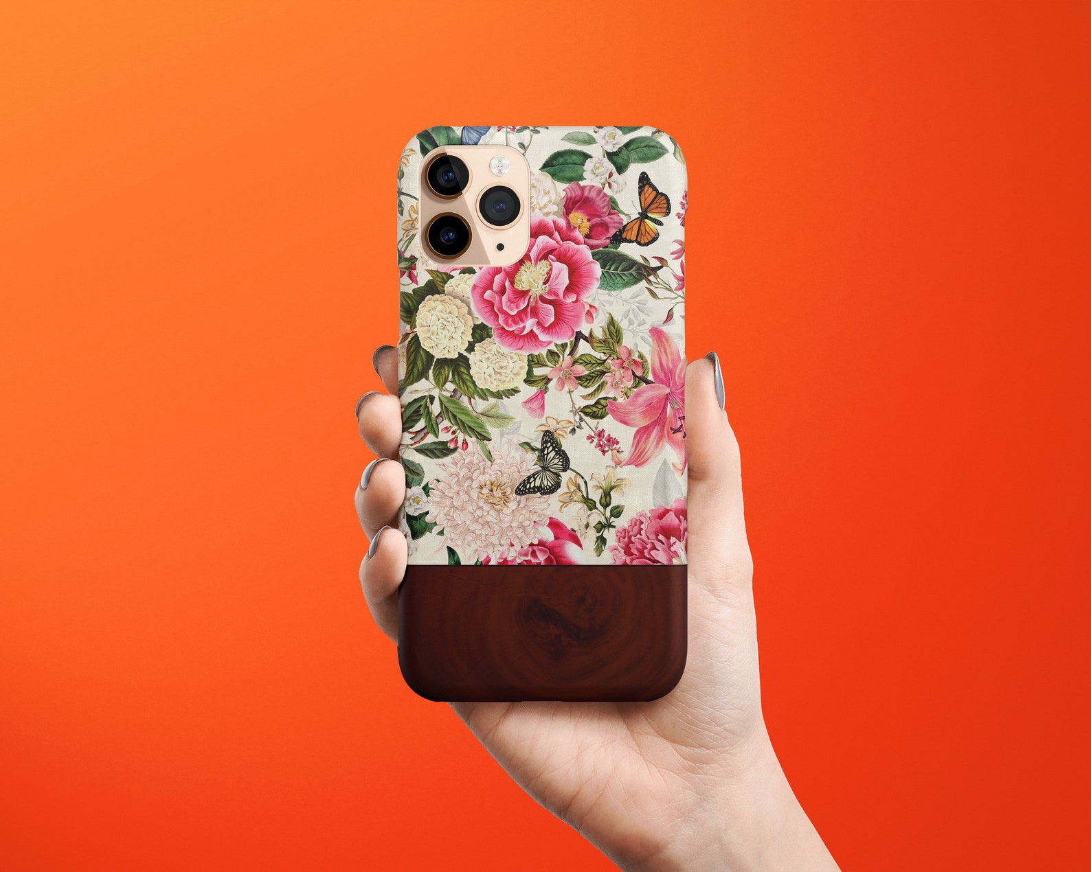 Custom Design Flowers Beige Case for iPhone 15, 14, 13 Pro Max, iPhone ...