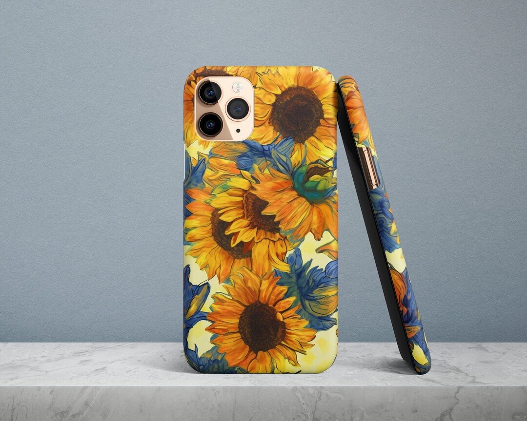 Blue Sunflower Case for iPhone 15, 14, 13 Pro Max, 12 Mini, 11 Pro, X ...