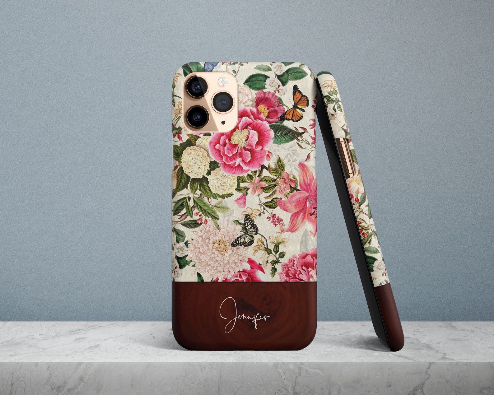 Custom Design Flowers Beige Case for iPhone 15, 14, 13 Pro Max, iPhone ...