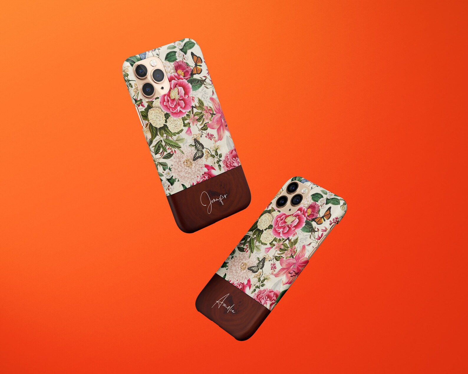 Custom Design Flowers Beige Case for iPhone 15, 14, 13 Pro Max, iPhone ...