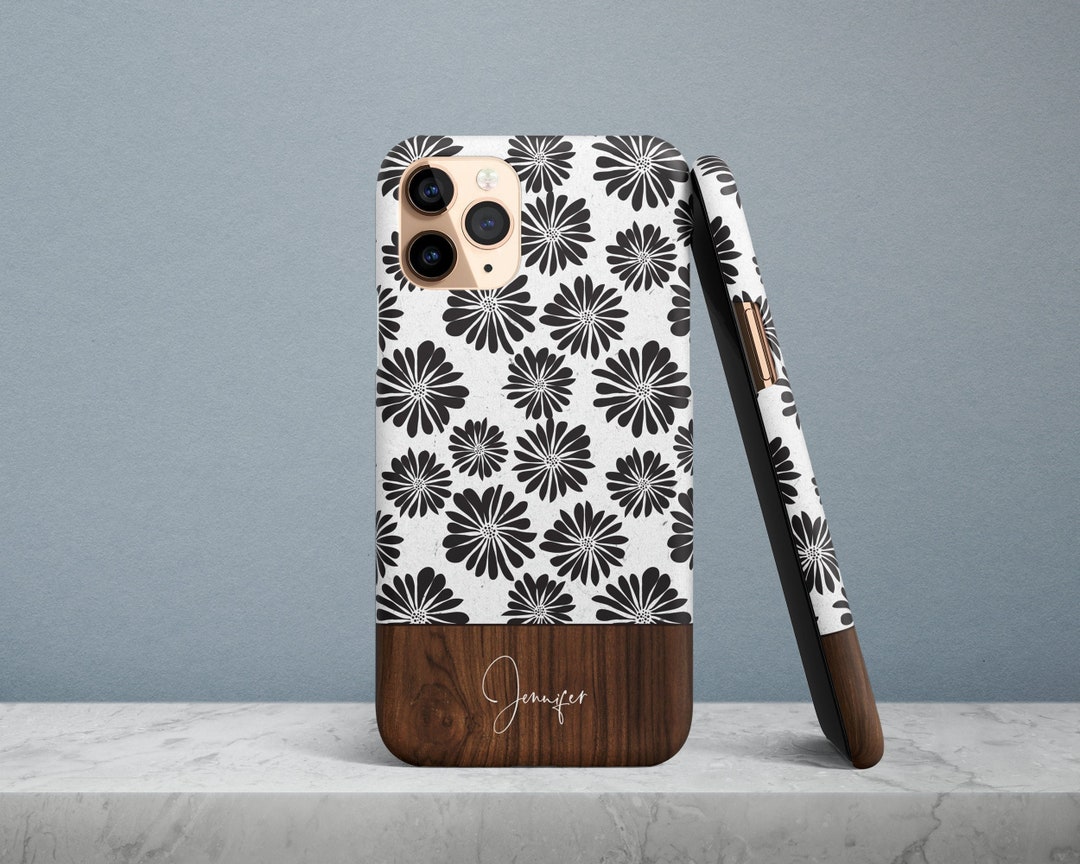 Custom Black Flowers phone case for iPhone 15, 14, 13 Pro Max, 12 Mini ...