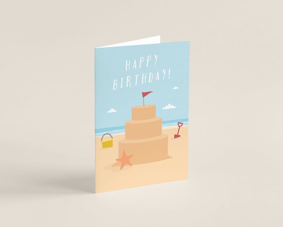Sand Castle Printable Birthday Card INSTANT DOWNLOAD Beach | Etsy