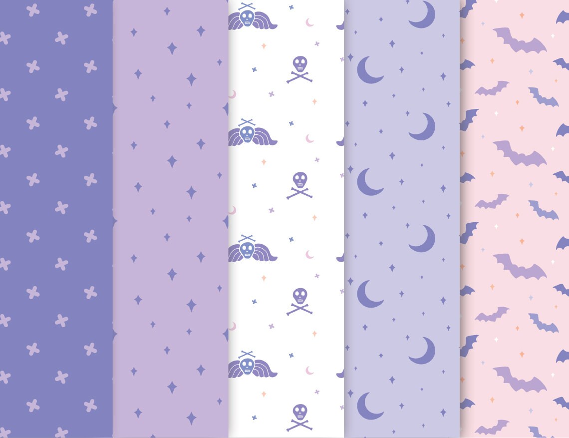 Pastel Halloween Digital Paper Cute Spooky Seamless Pattern - Etsy