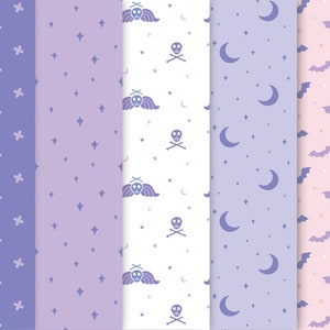 Pastel Halloween Digital Paper Cute Spooky Seamless Pattern Pastel Goth ...