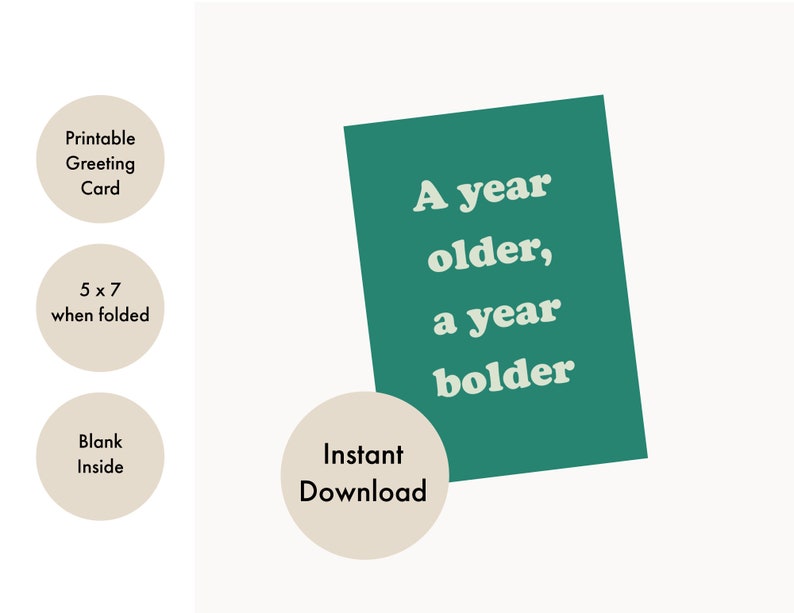 Older and Bolder Printable Birthday Card INSTANT DOWNLOAD | Etsy
