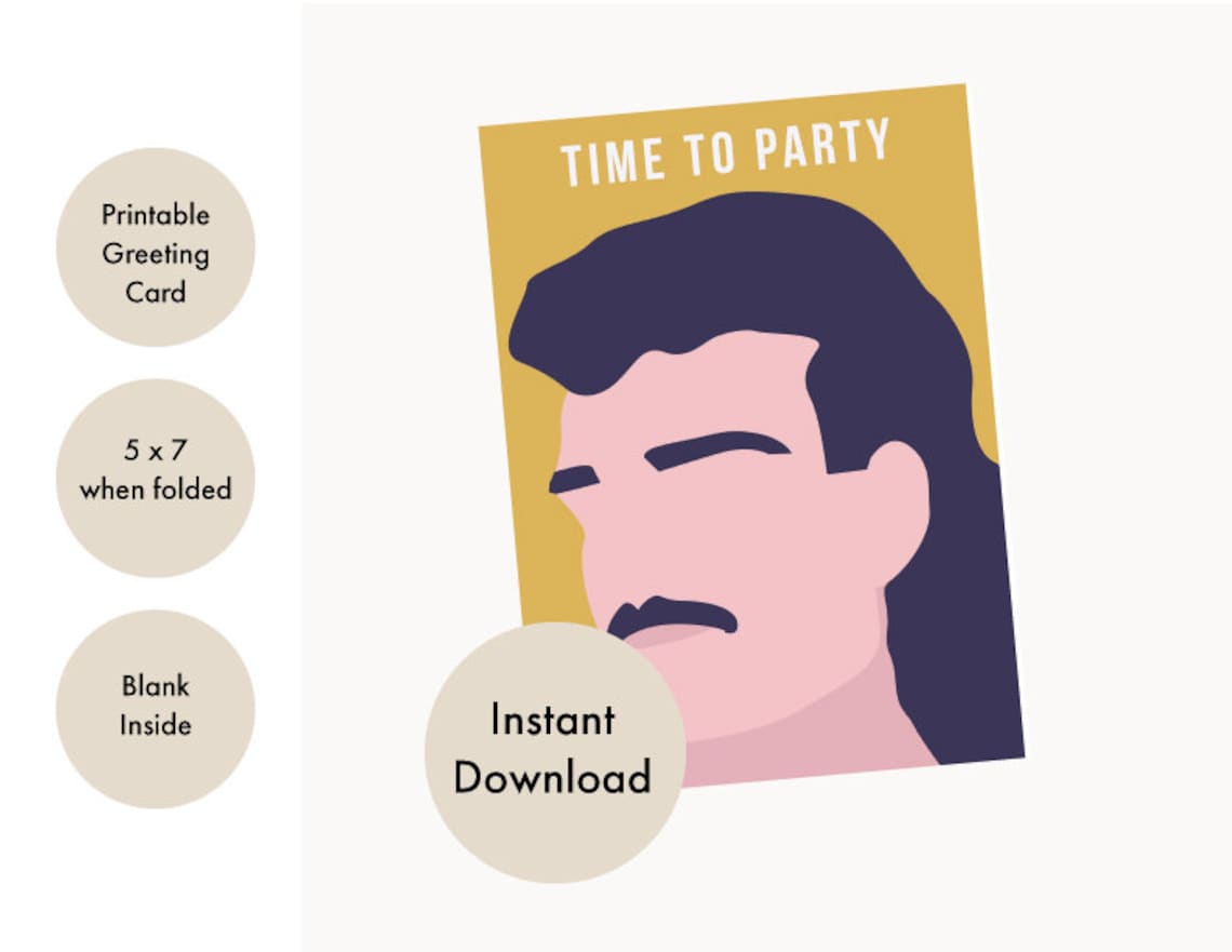 Mullet Party Printable Card | INSTANT DOWNLOAD | Retro Mullet | Funny ...