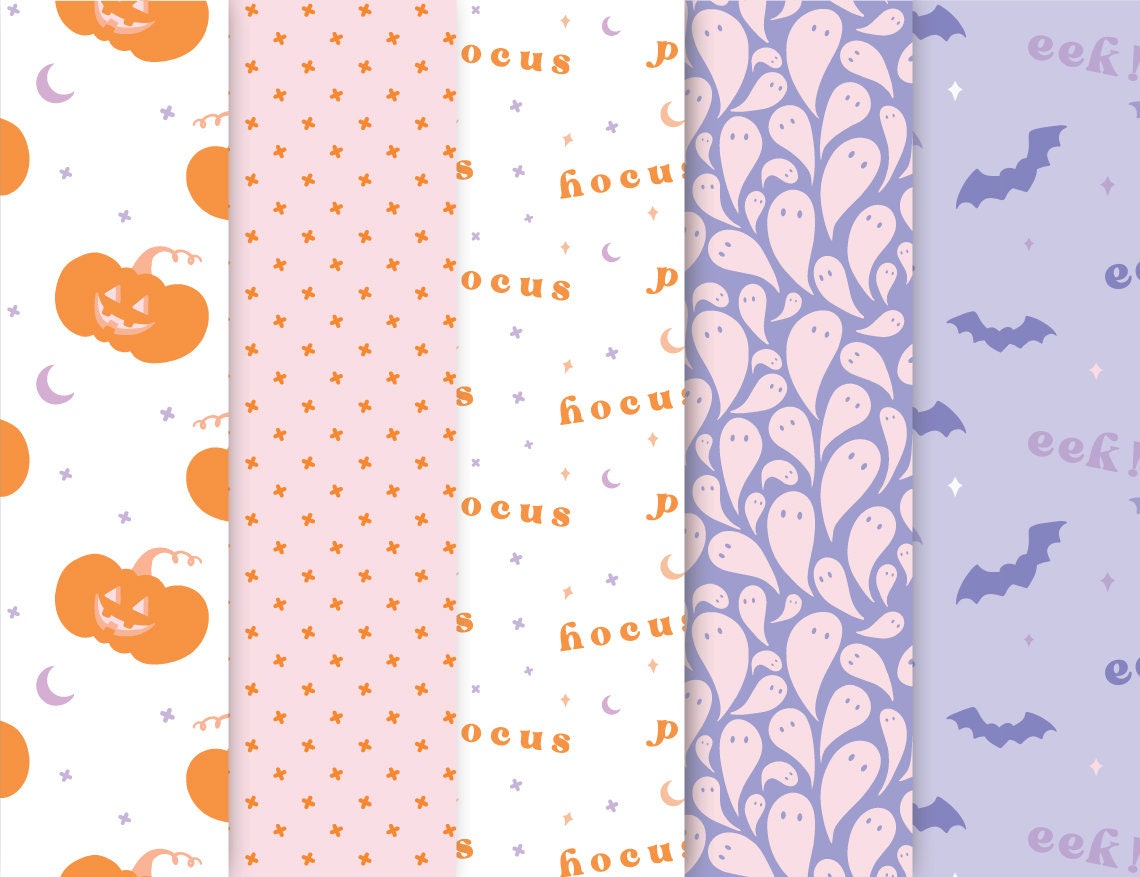 Pastel Halloween Digital Paper Cute Spooky Seamless Pattern - Etsy