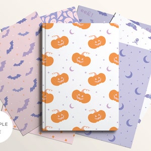 Pastel Halloween Digital Paper Cute Spooky Seamless Pattern Pastel Goth ...