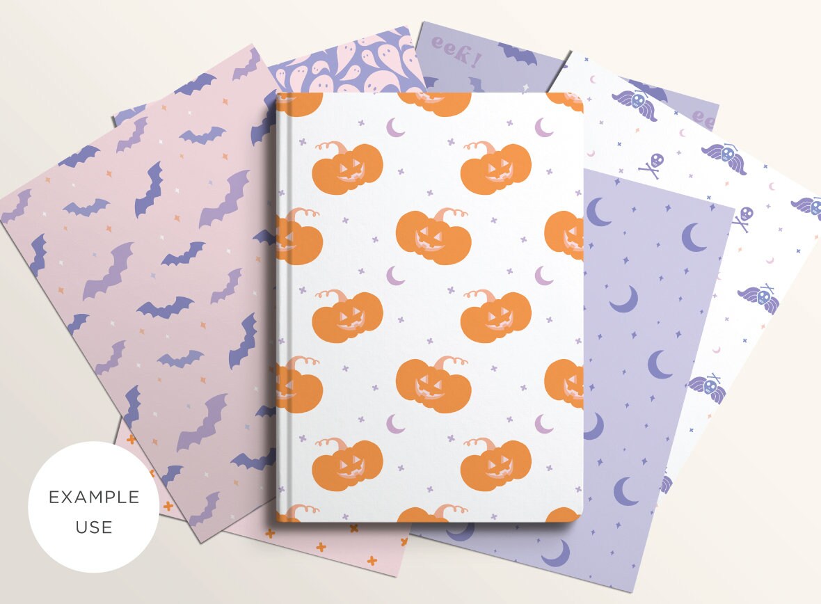 Pastel Halloween Digital Paper Cute Spooky Seamless Pattern - Etsy