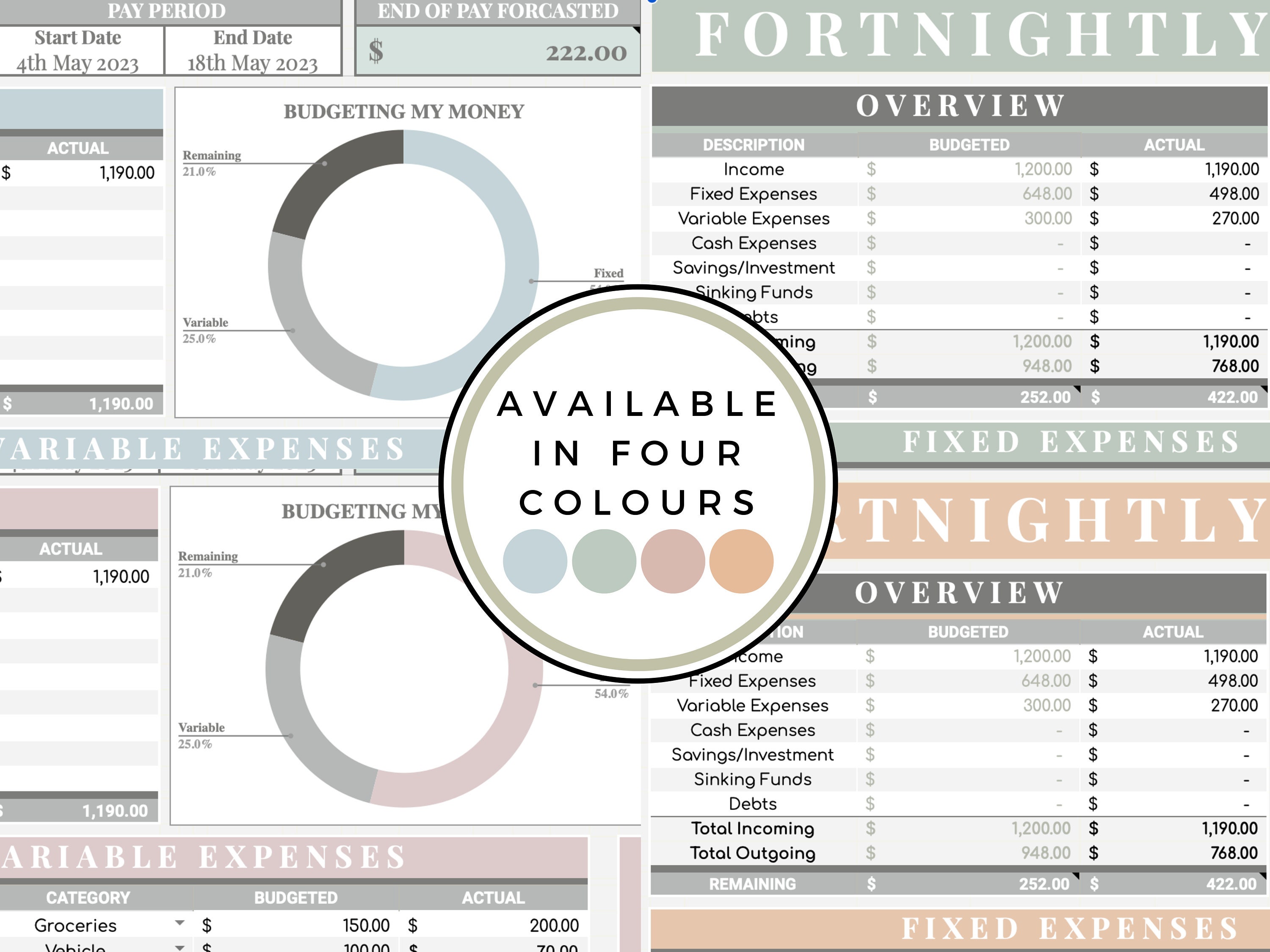 Ultimate Fortnightly Budget Google Sheets Budget Spreadsheet Minimalist ...