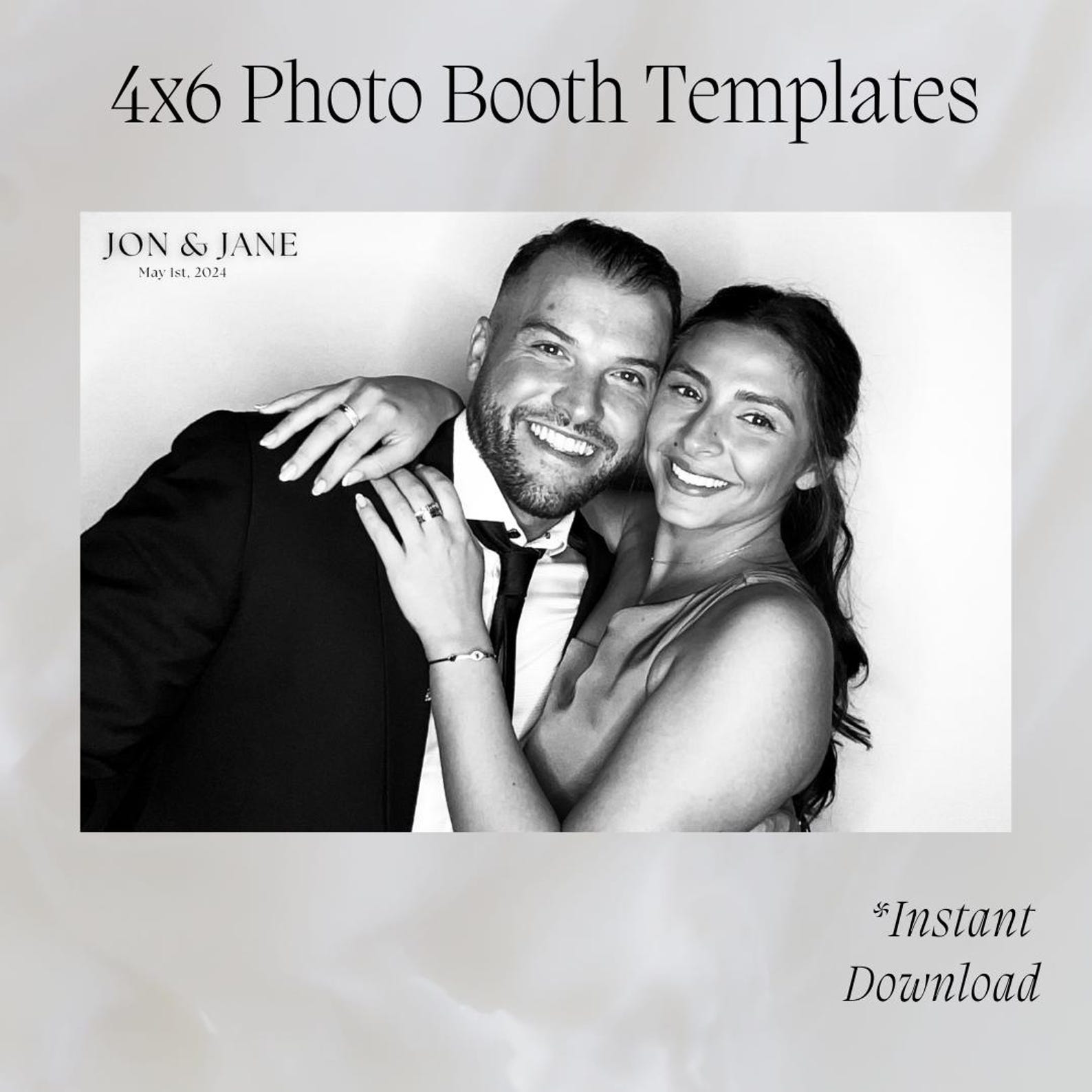 Wedding Photo Booth Templates Set, Black and White Photo Booth, Glam ...