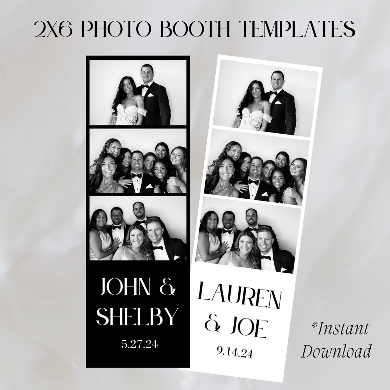 Wedding Photo Booth Template, Black and White Photo Booth, Glam Photo ...