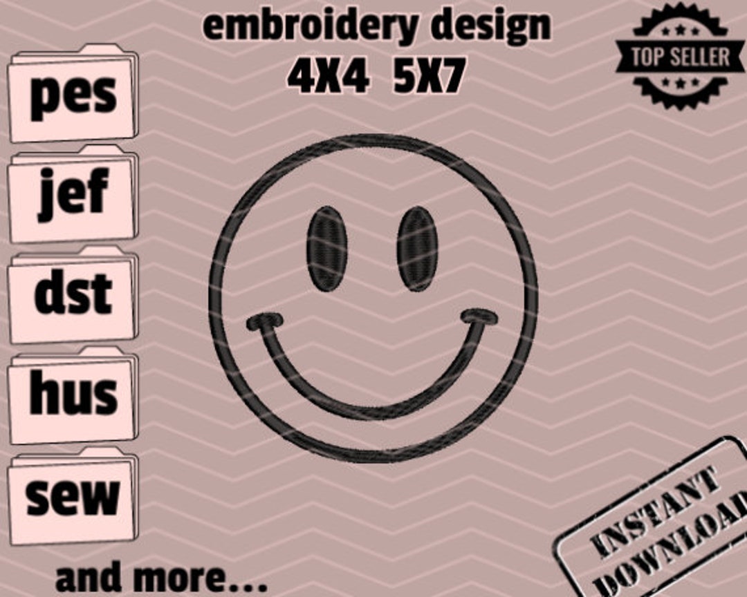Smiley Face Embroidery File Trendy Embroidery Design Embroidery Smile ...