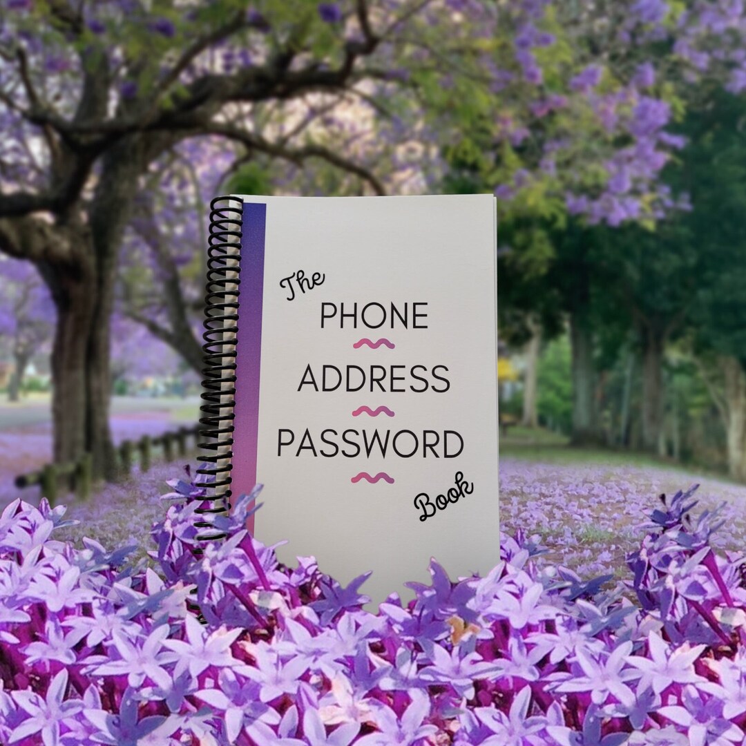 Purple Modern Address Book- 5.5 X 8.5 Size Address Book- Password ...