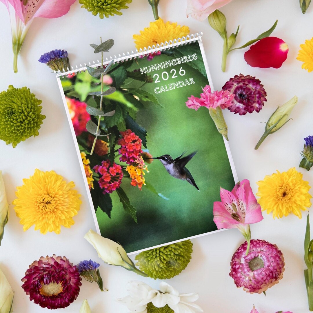 2026 Wall Calendar, Brightly Colored Hummingbirds, Portrait Hanging ...