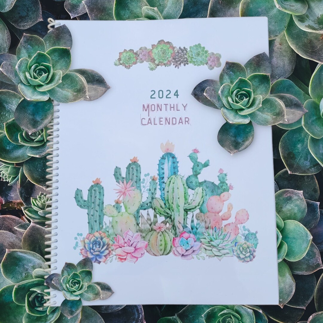 2024 Cactus & Succulent Desktop Book-style Planner Calendar, Cactus and ...