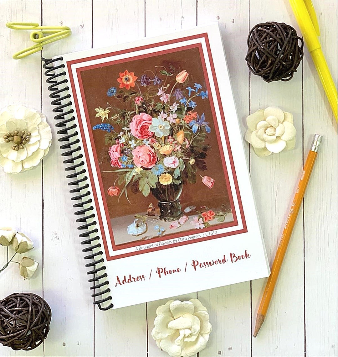Flowers in Vase Address and Password Book, 5.5 X 8.5 Size. Art by the ...