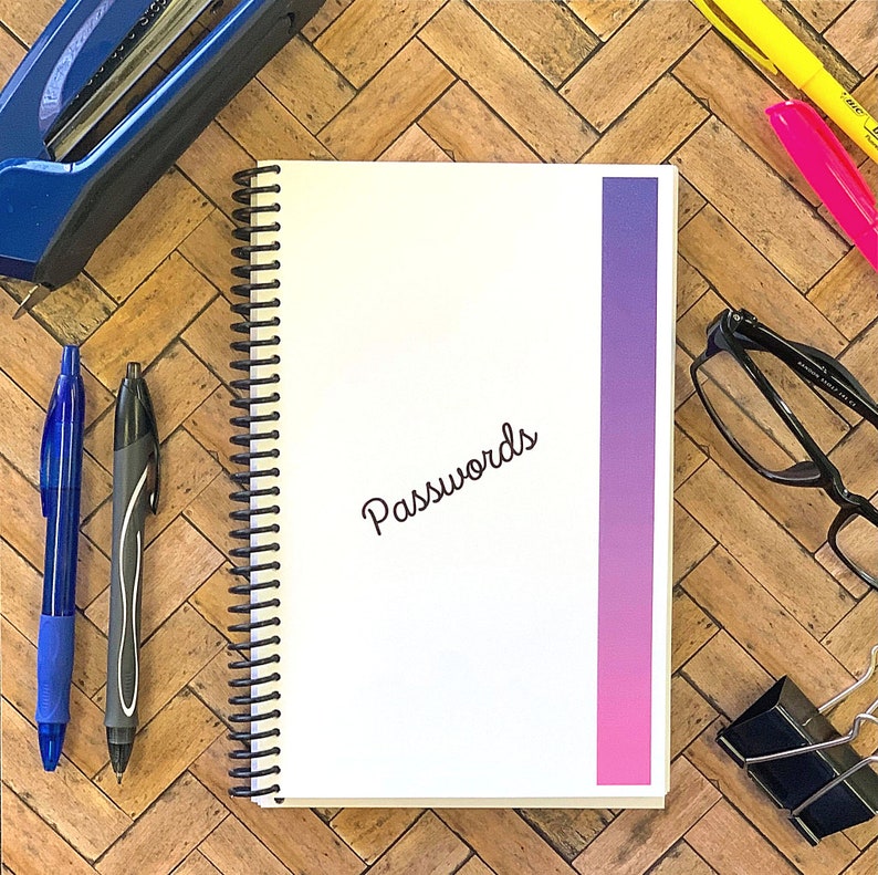 Purple Modern Address Book- 5.5 X 8.5 Size Address Book- Password ...