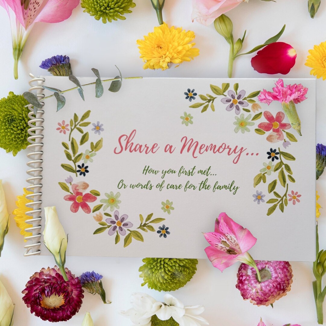 Flower Theme Share a Memory Memorial Book, Memory Book for Guests - Etsy