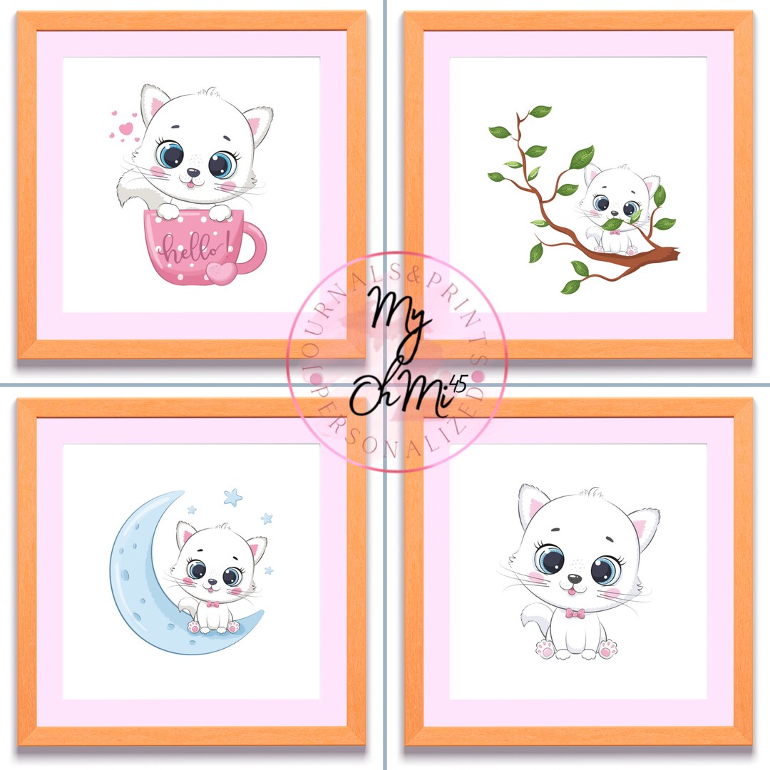 White Kitten Digital Art, Instant Art, Cute White Kitten, DIY Art for ...