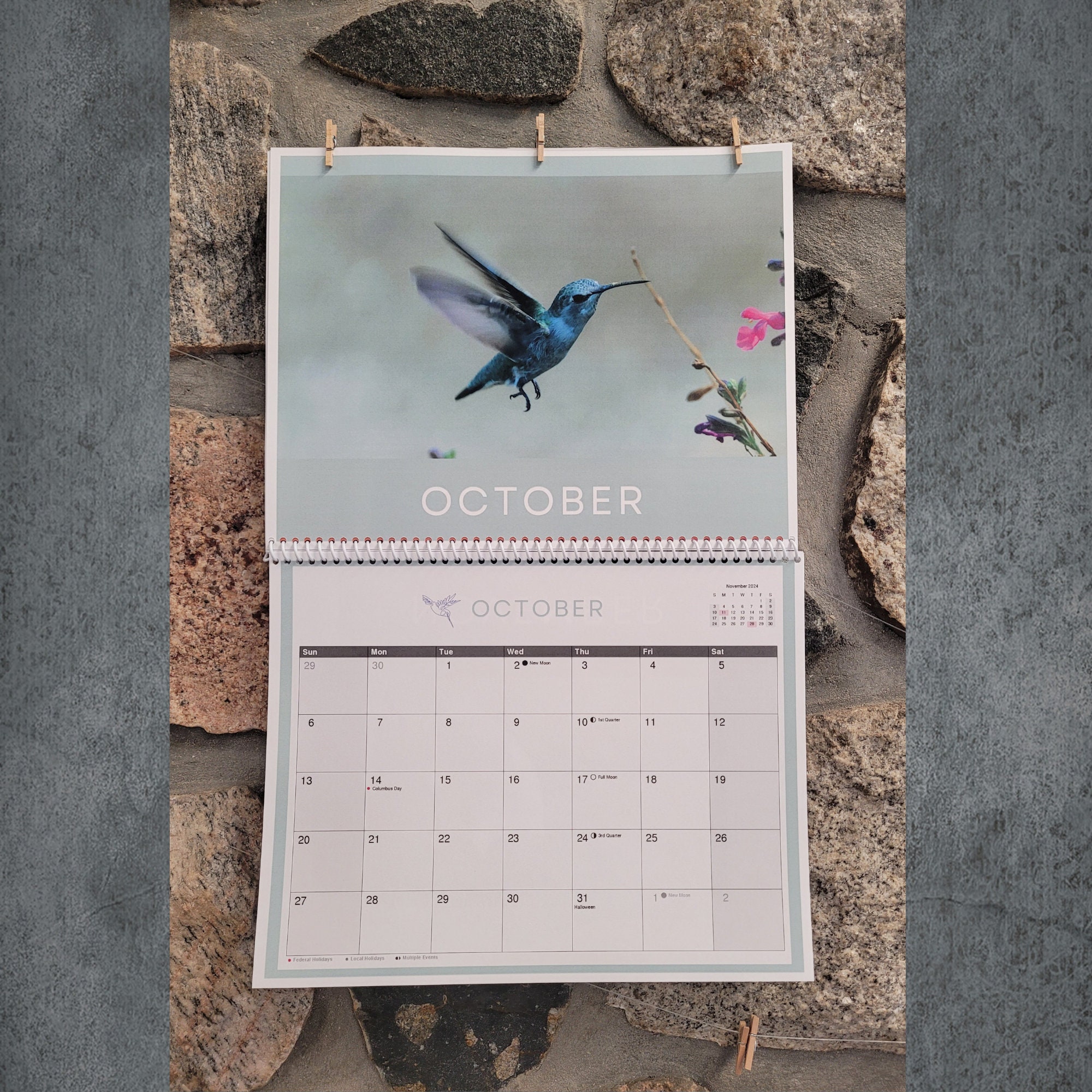 2024 Hummingbird Wall Calendar, Hanging Calendar 11x17 Size. Vibrant ...