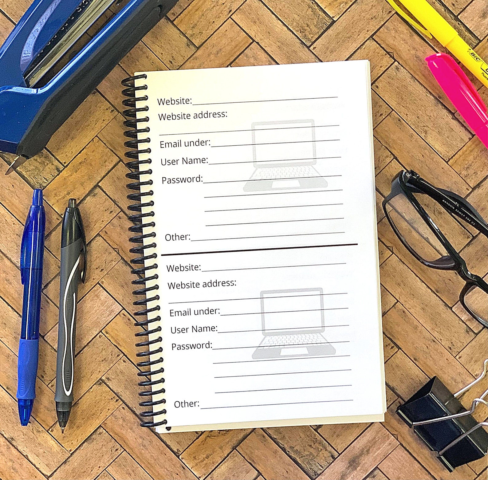 Purple Modern Address Book- 5.5 X 8.5 Size Address Book- Password ...