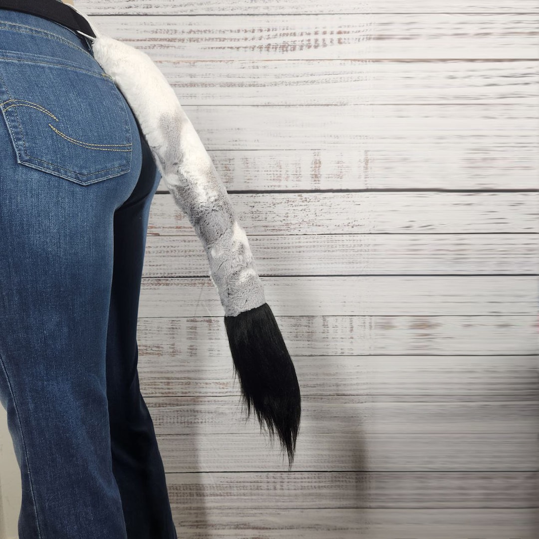 White and Grey Cow Tail - Etsy