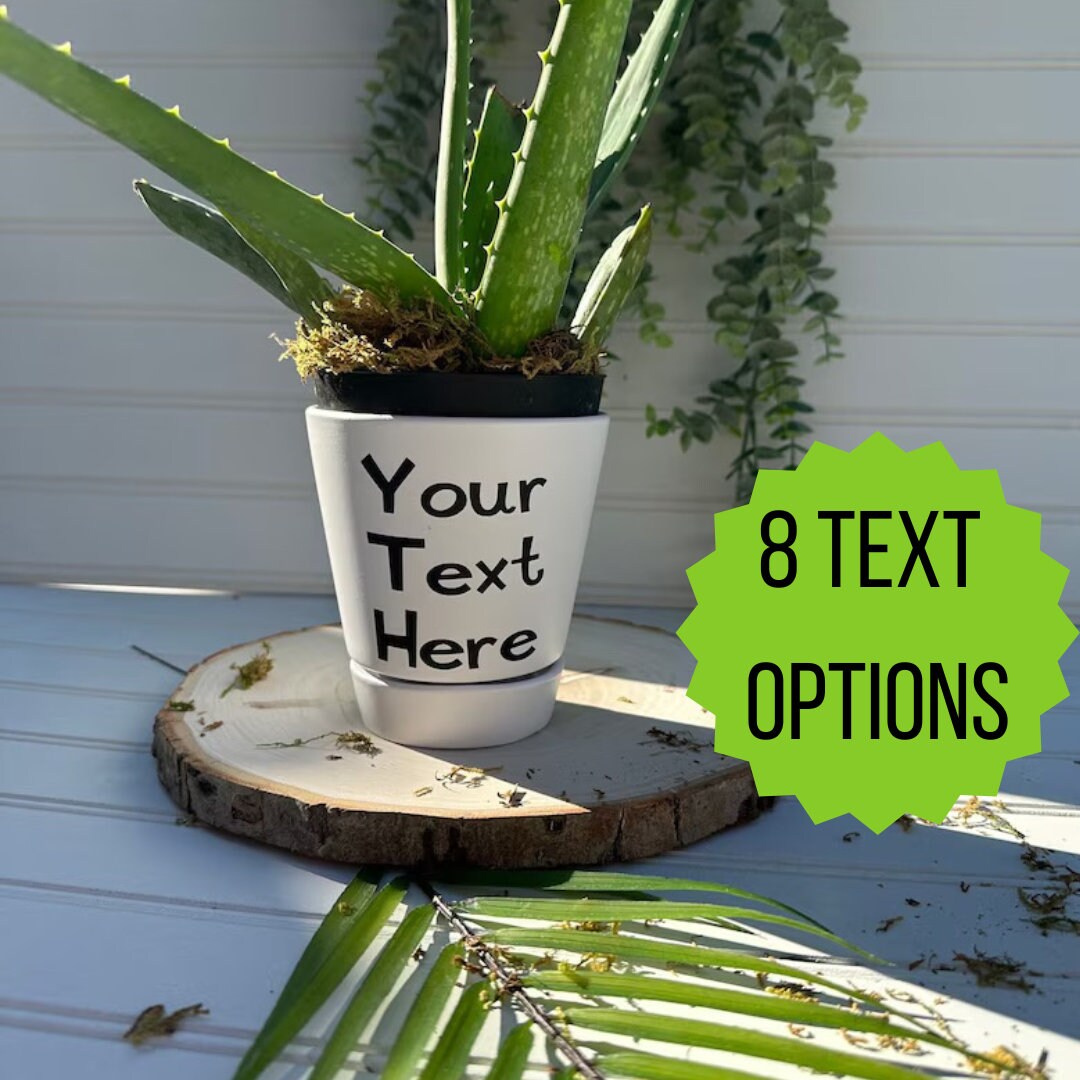 Custom Text Plant Pot, Indoor Garden, Personalized Planter, Green Thumb ...