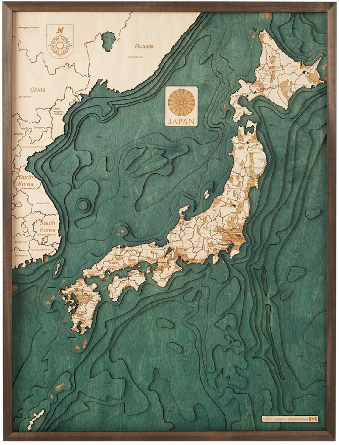 JAPAN 3D Wall Map Made of Natural Wood, Handmade. 61 X 81 Cm. - Etsy UK