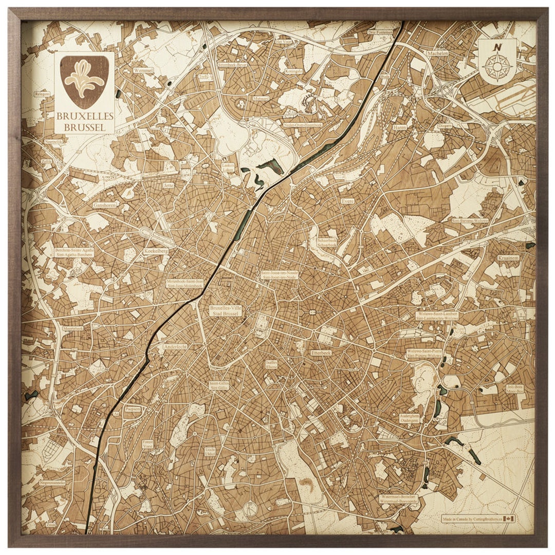 BRUSSELS 3D Wall Map Made of Natural Wood by Hand. - Etsy