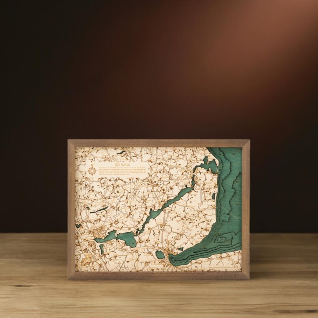 Schlei 30.5 X 40.5 Cm, Unique 3D Wall Map Made of Wood, Assembled by ...