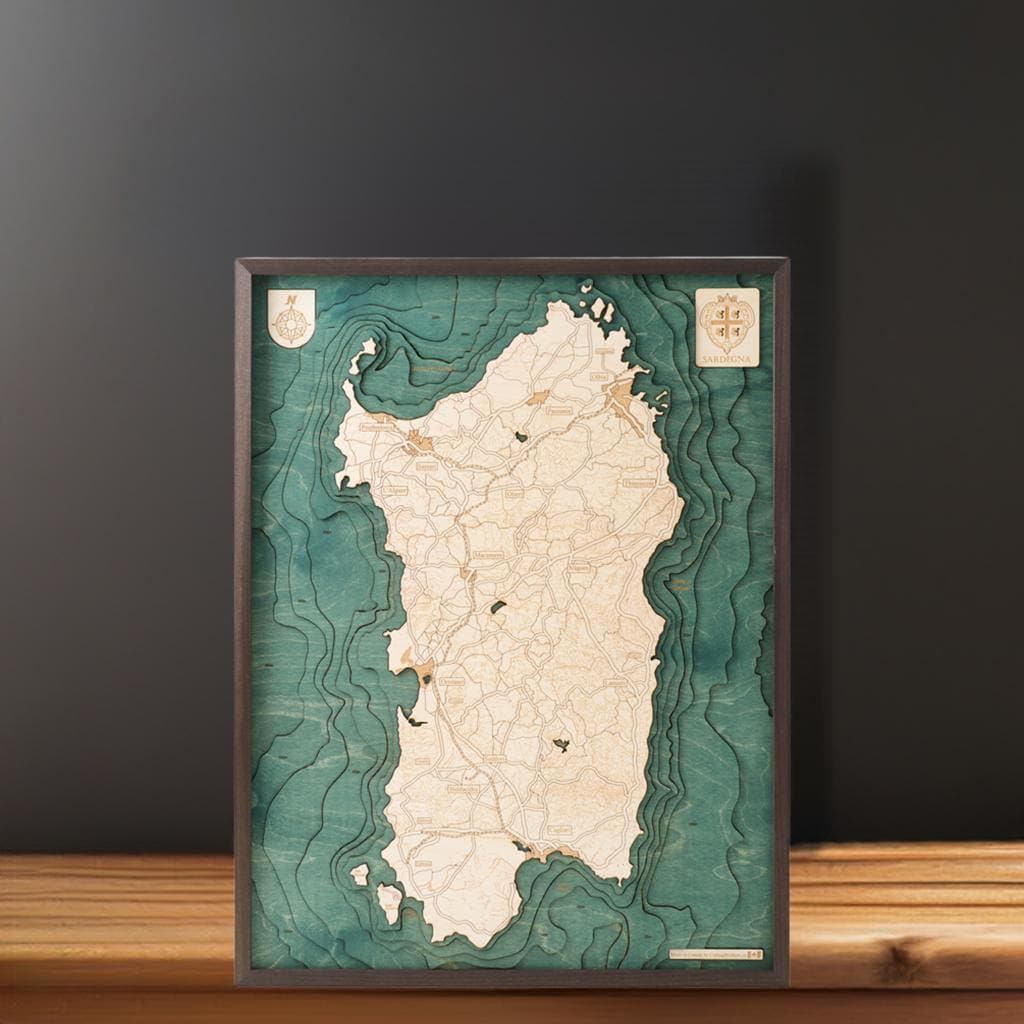 SARDINIA - 3D Wall Map Made of Natural Wood, Handmade. 61 X 81 Cm. - Etsy
