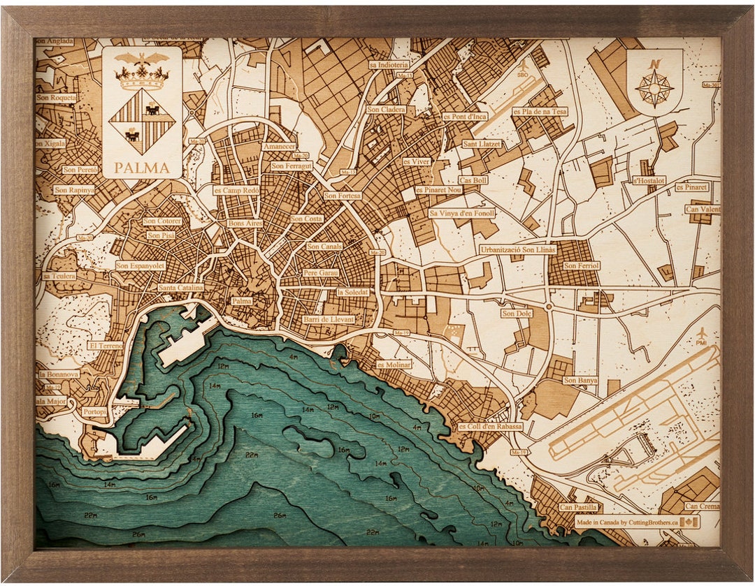 Palma De Mallorca 3D Wall Map Made of Natural Wood by Hand - Etsy UK