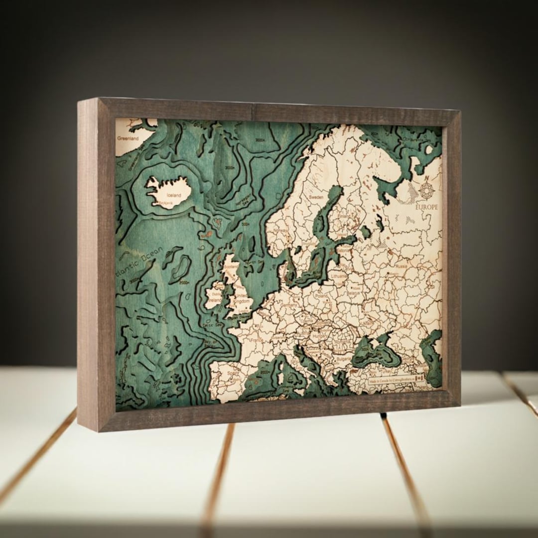 EUROPE - 3D Wall Map Made of Natural Wood, Handmade. 40.5 X 30.5 Cm ...