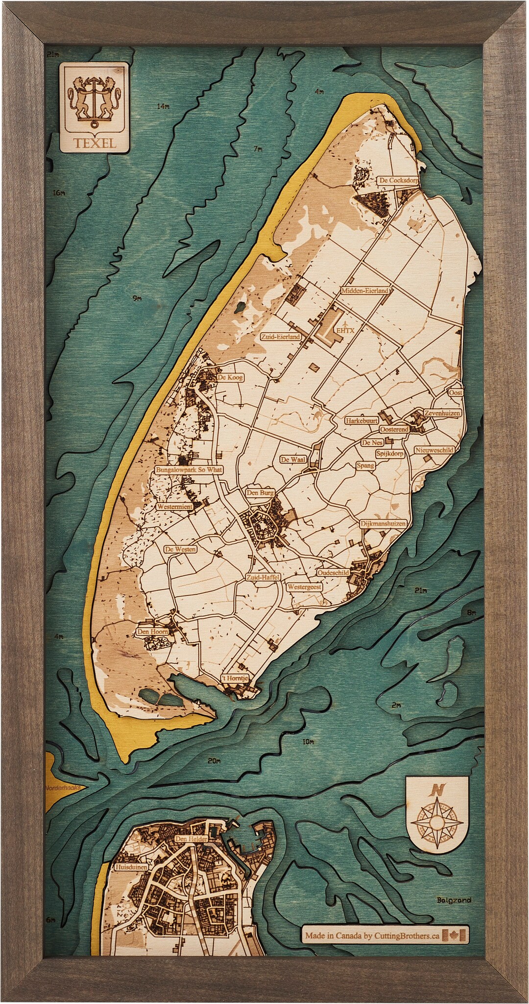 TEXEL 3D Wall Map Made of Natural Wood, Handmade. 20 X 40.5 Cm. - Etsy