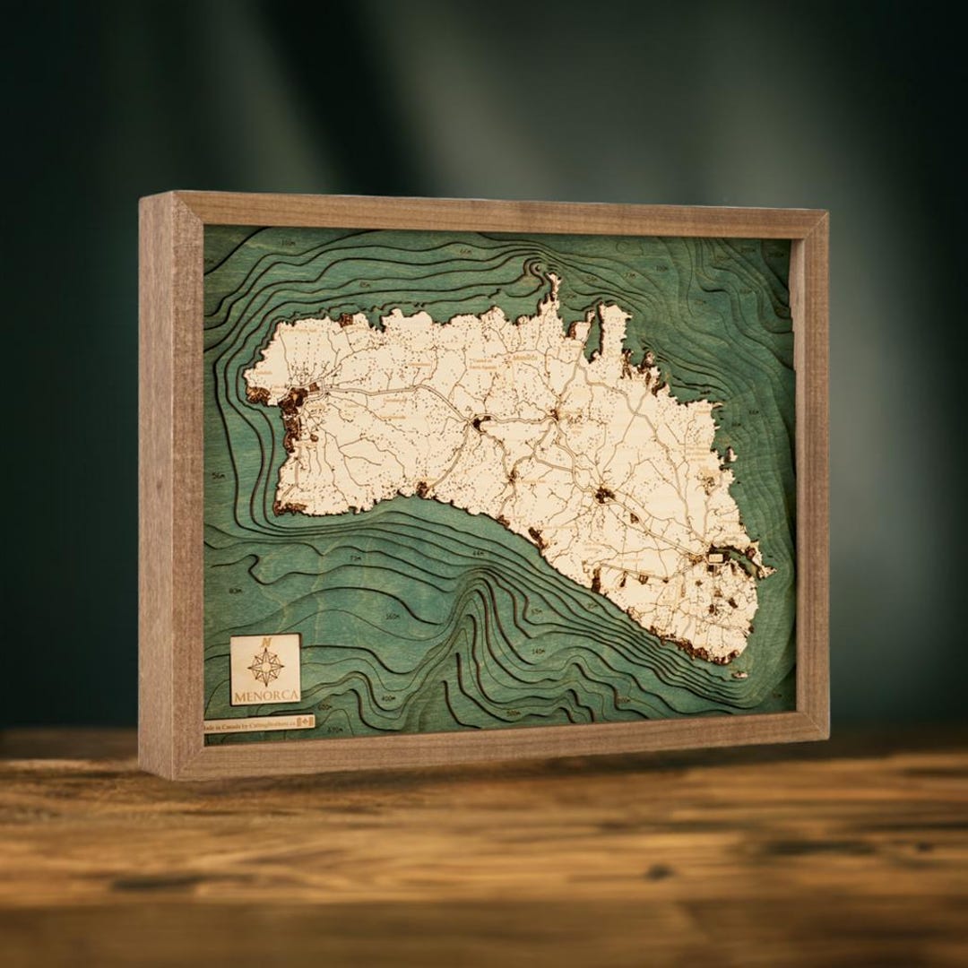 MENORCA- 3D Wooden Wall Map 40.5 X 30.5 Cm - Handmade From Natural Wood ...