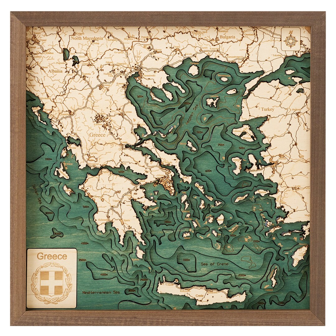 Greece 35 X 35 Cm, Unique 3D Wall Map Made of Wood, Hand-assembled, - Etsy