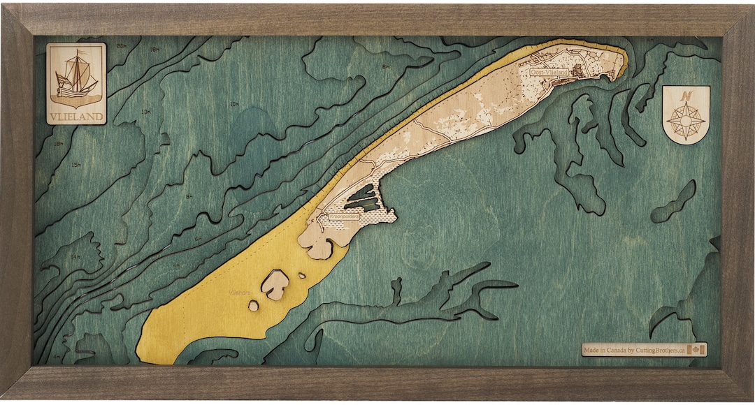 VLIELAND 3D Wall Map Made by Hand From Natural Wood. 40.5 X 20.0 Cm. - Etsy