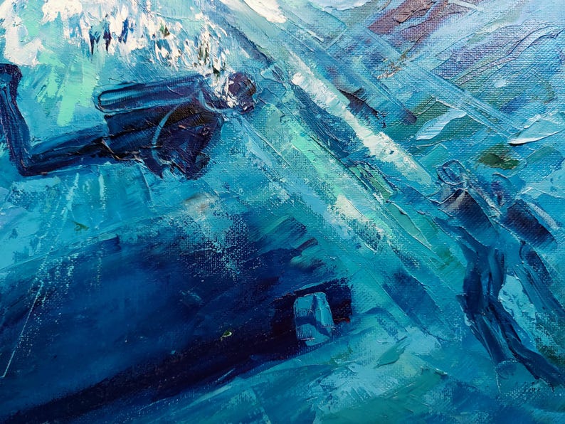 Scuba Diver Painting Original Impasto Oil Ocean Art (8x12) by ...