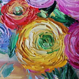 Ranunculus Painting Flowers Original Art Floral Oil Painting Impasto ...