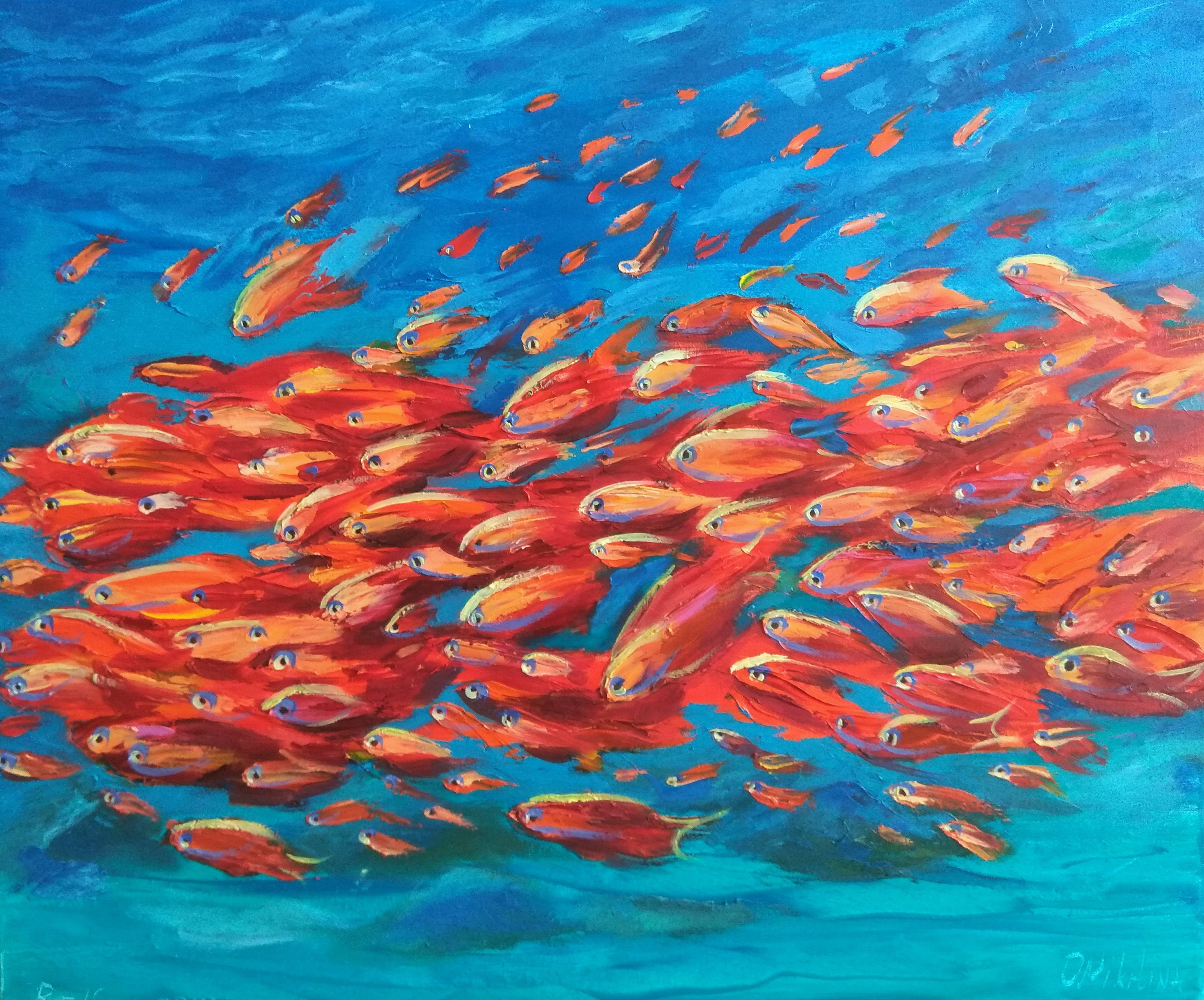 Fish Painting Underwater Artwork Sea Life Original Art Fish Artwork ...