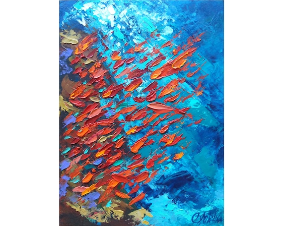 Coral Reef Underwater Painting Original Art Sea Life Animal | Etsy
